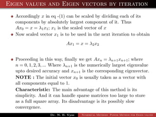 Numerical Methods - Power Method for Eigen values | PDF