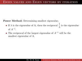 Numerical Methods - Power Method for Eigen values | PDF