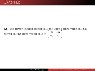 Numerical Methods - Power Method for Eigen values | PDF