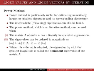 Numerical Methods - Power Method for Eigen values | PDF