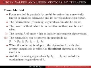 Numerical Methods - Power Method for Eigen values | PDF