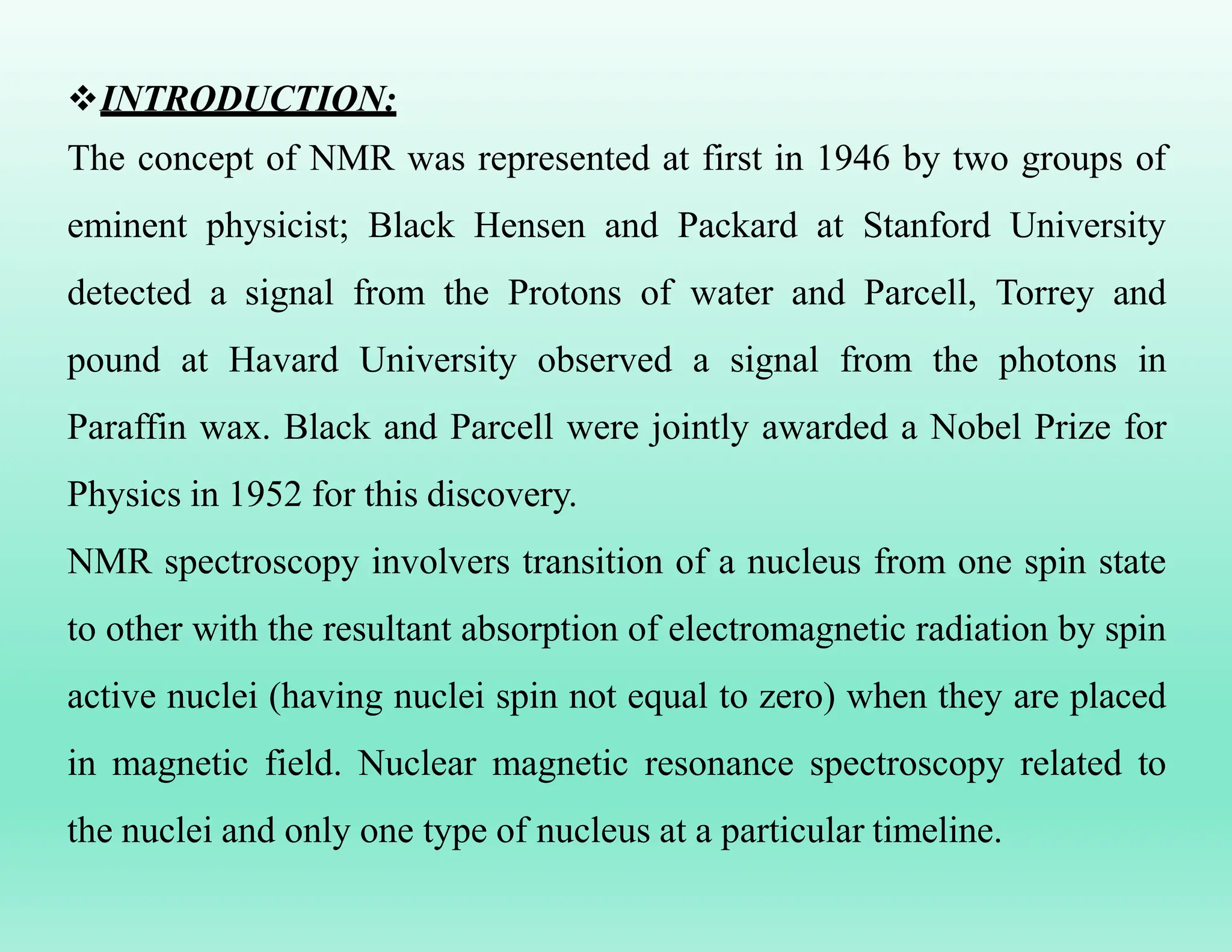 NUCLEAR MAGNETIC RESONANCE SPECTROSCOPY(NMR) | PPTX