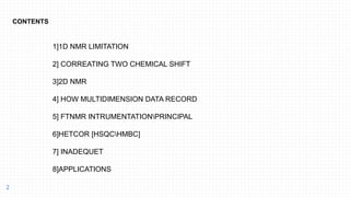 2D NMR 2D nmr hetcor and inadequate technique | PPTX
