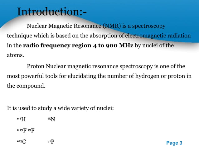 Nmr spectroscopy | PPT | Chemistry | Science