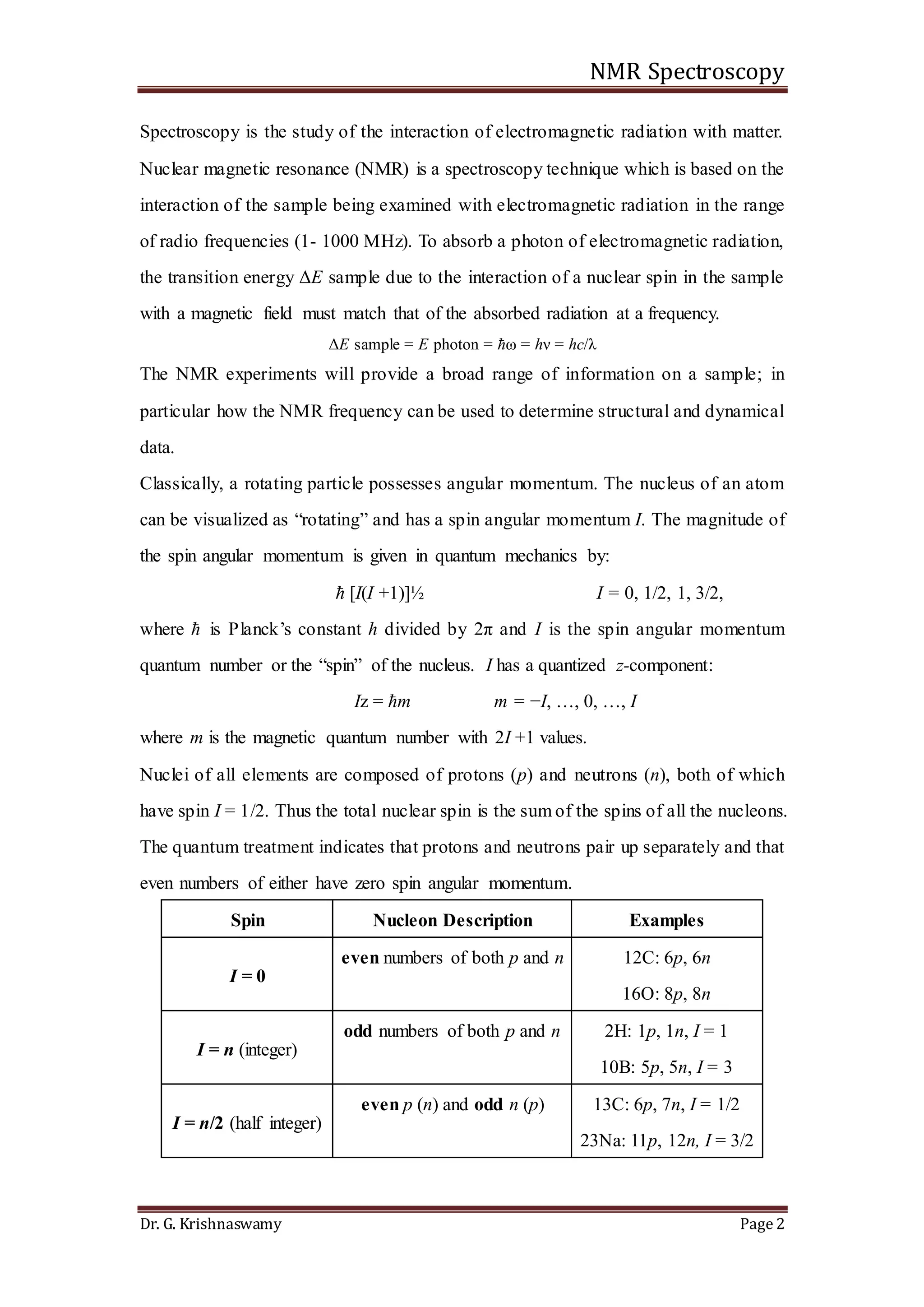 NMR spectroscopy | DOC