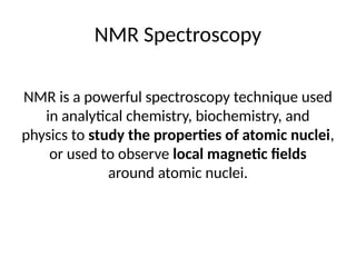 NMR spectroscopy by Taimoor university of swabi | PPT