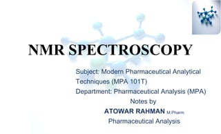 NMR Spectroscopy in pharmaceutical analysis | PDF