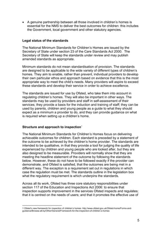 National Minimum Standards Children's Homes England | PDF