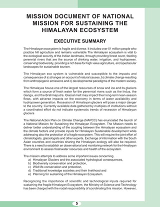 National Mission for Sustaining the Himalayan Ecosystem, June 2010 | PDF