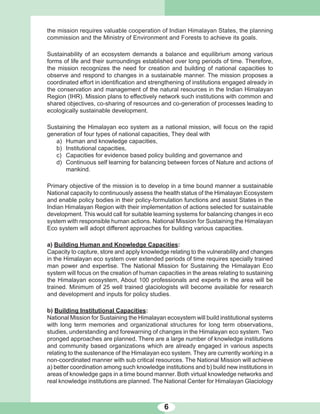 National Mission for Sustaining the Himalayan Ecosystem, June 2010 | PDF