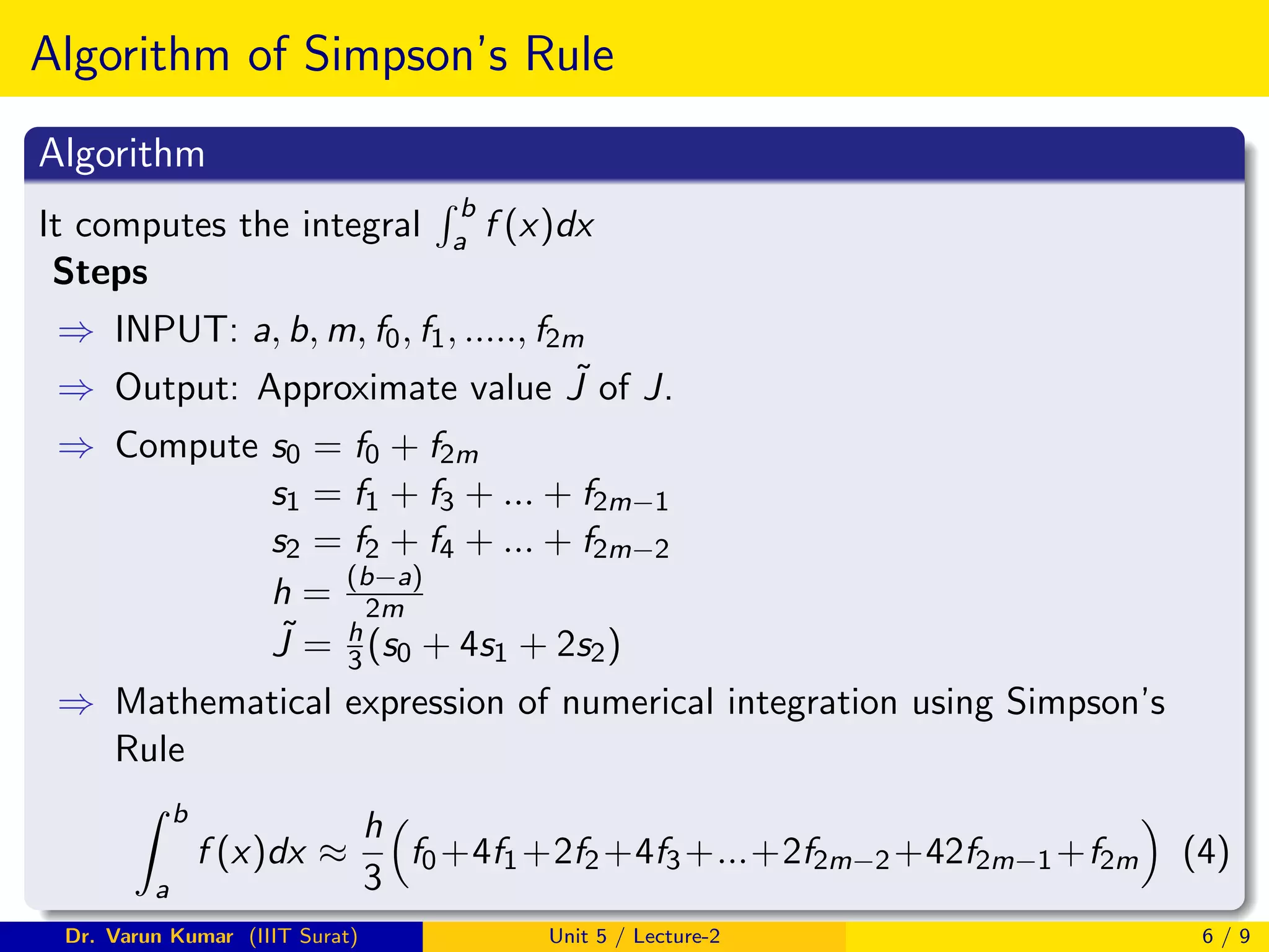 Simpson's rule of integration | PDF