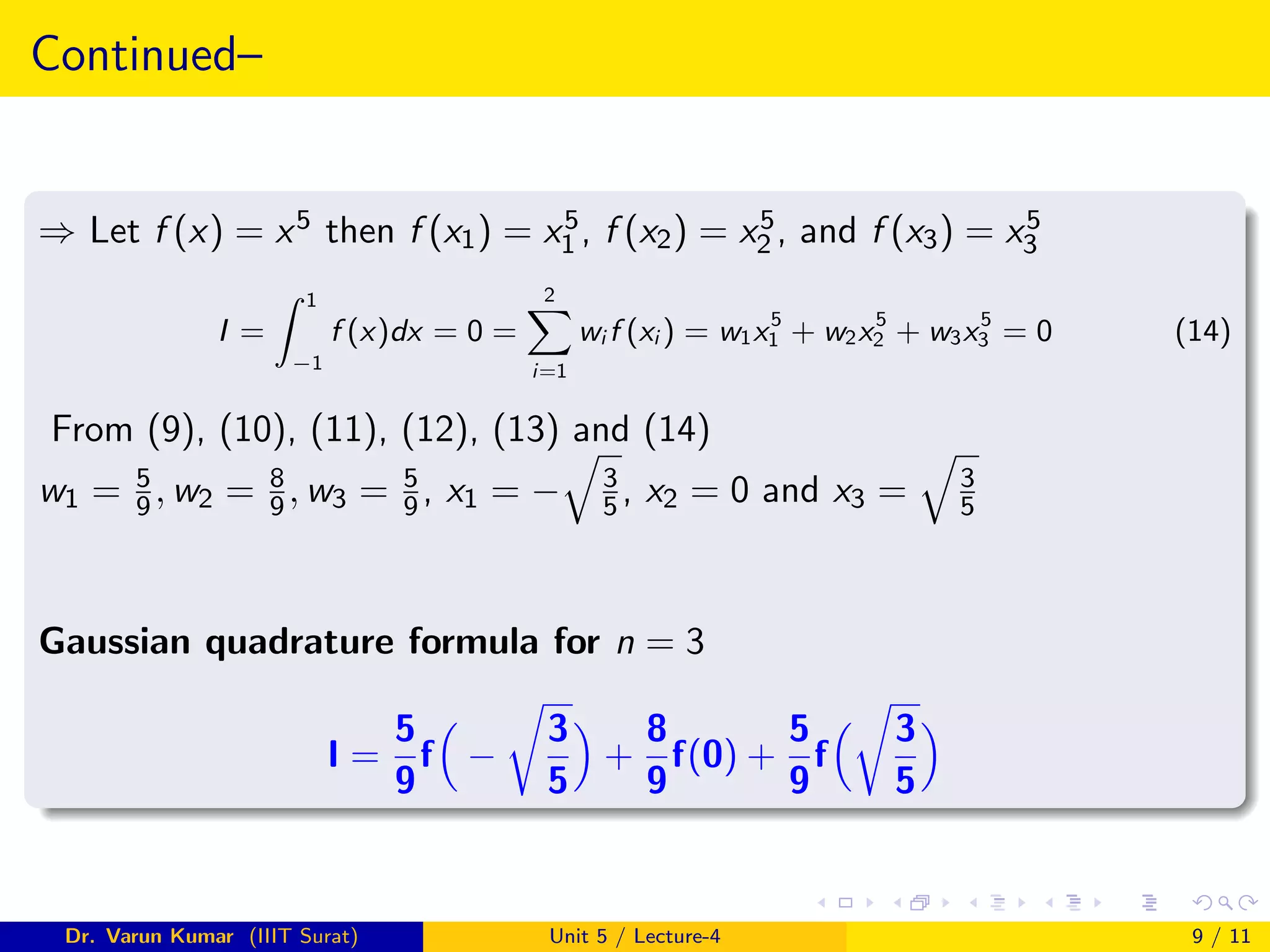 Gaussian Numerical Integration | PDF
