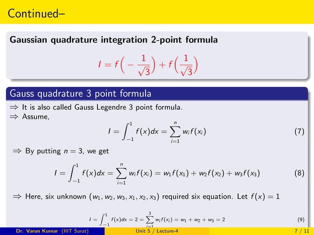 Gaussian Numerical Integration | PDF