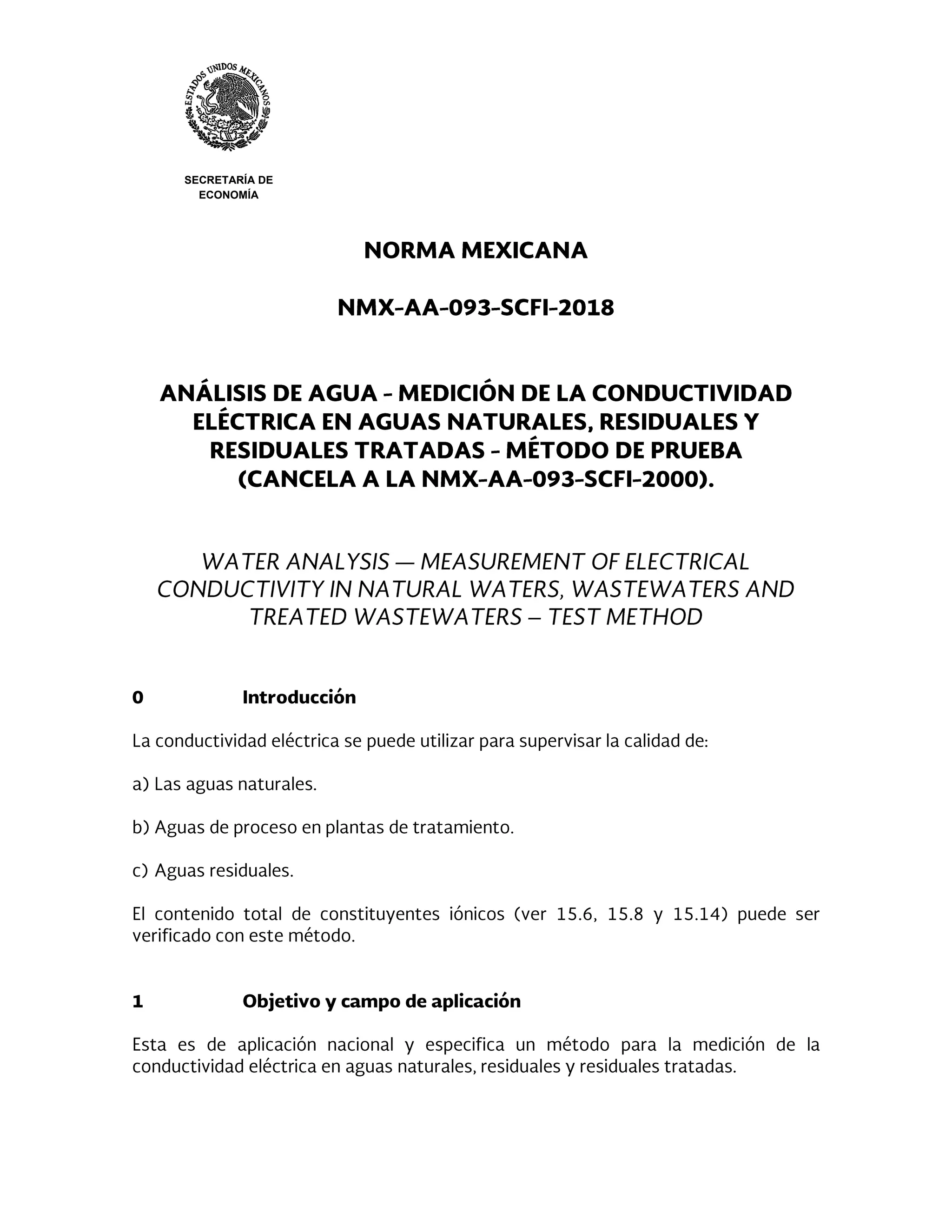 Nmx aa-093-scfi-2018 | PDF
