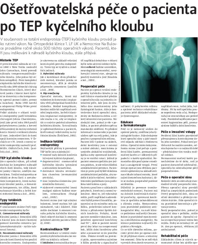 Ošetřovatelská péče o pacienta po TEP kyčelního kloubu