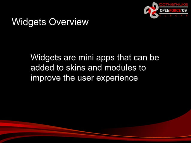 Using And Extending The DotNetNuke Widget Framework | PPT