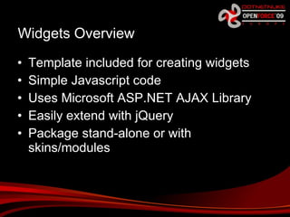 Using And Extending The DotNetNuke Widget Framework | PPT | Web Design and HTML | Internet