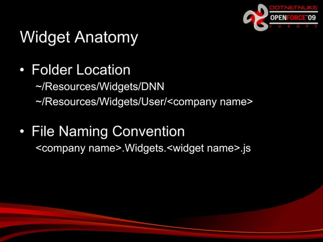 Using And Extending The DotNetNuke Widget Framework | PPT