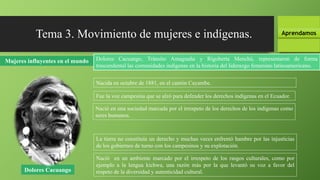 Tema 3. Movimiento de mujeres e indígenas. | PPTX