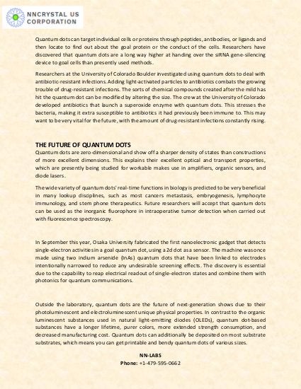 The Properties and Applications of Quantum Dots | PDF