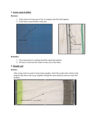 Different faults of fabric | DOCX | Needlework | Arts and Crafts