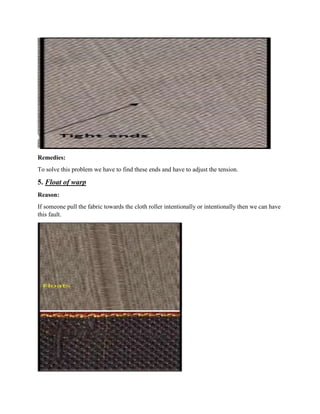 Different faults of fabric | DOCX | Needlework | Arts and Crafts