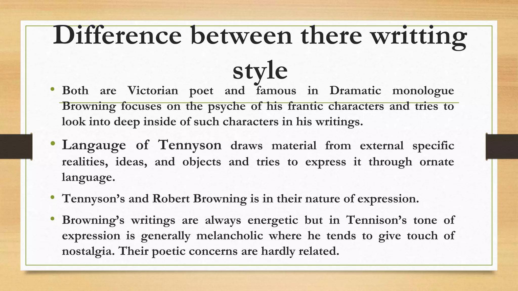 comparative study of Browning and Tennyson | PPTX