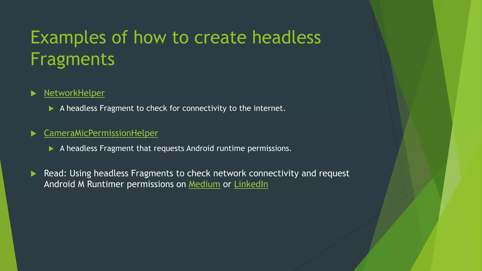 Headless fragments in Android | PPT