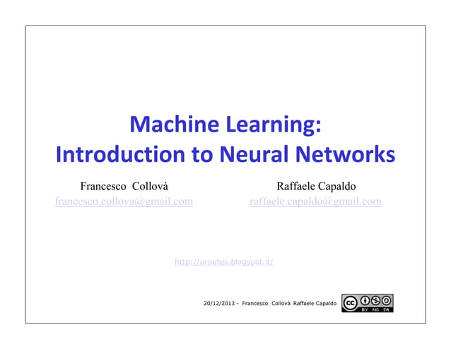 Machine Learning: Introduction to Neural Networks | PPT