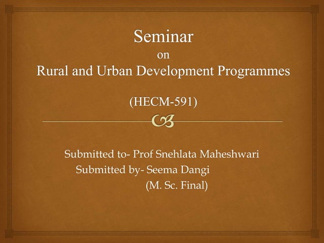 Rural and Urban Development Programmes | PPTX