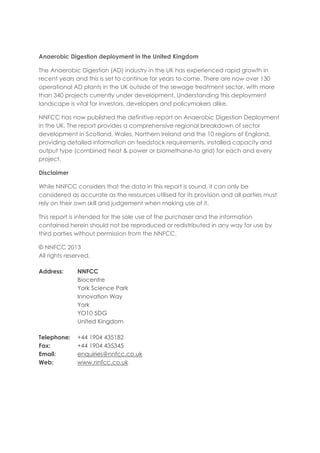Anaerobic Digestion Deployment in the UK | PDF