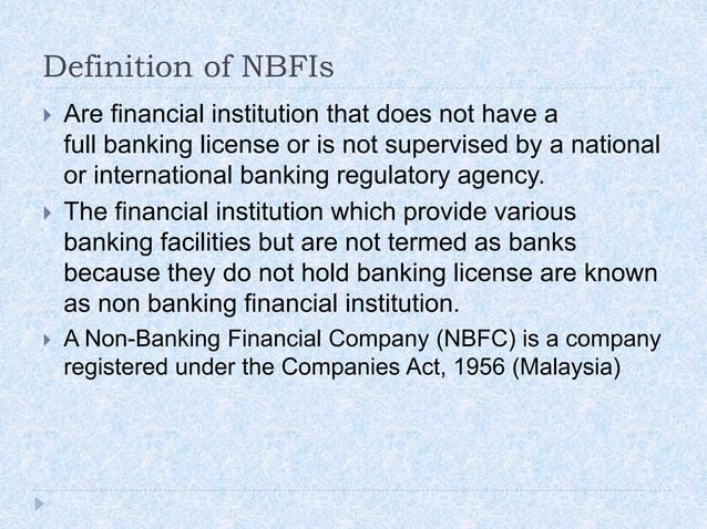 Non bank financial institutions | PPTX | Business Banking & Finance ...