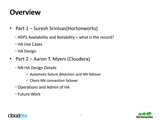 Hadoop Summit 2012 | HDFS High Availability | PPT