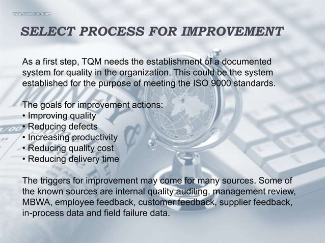Tqm implementation | PPTX | Management Consulting Industry | Industries