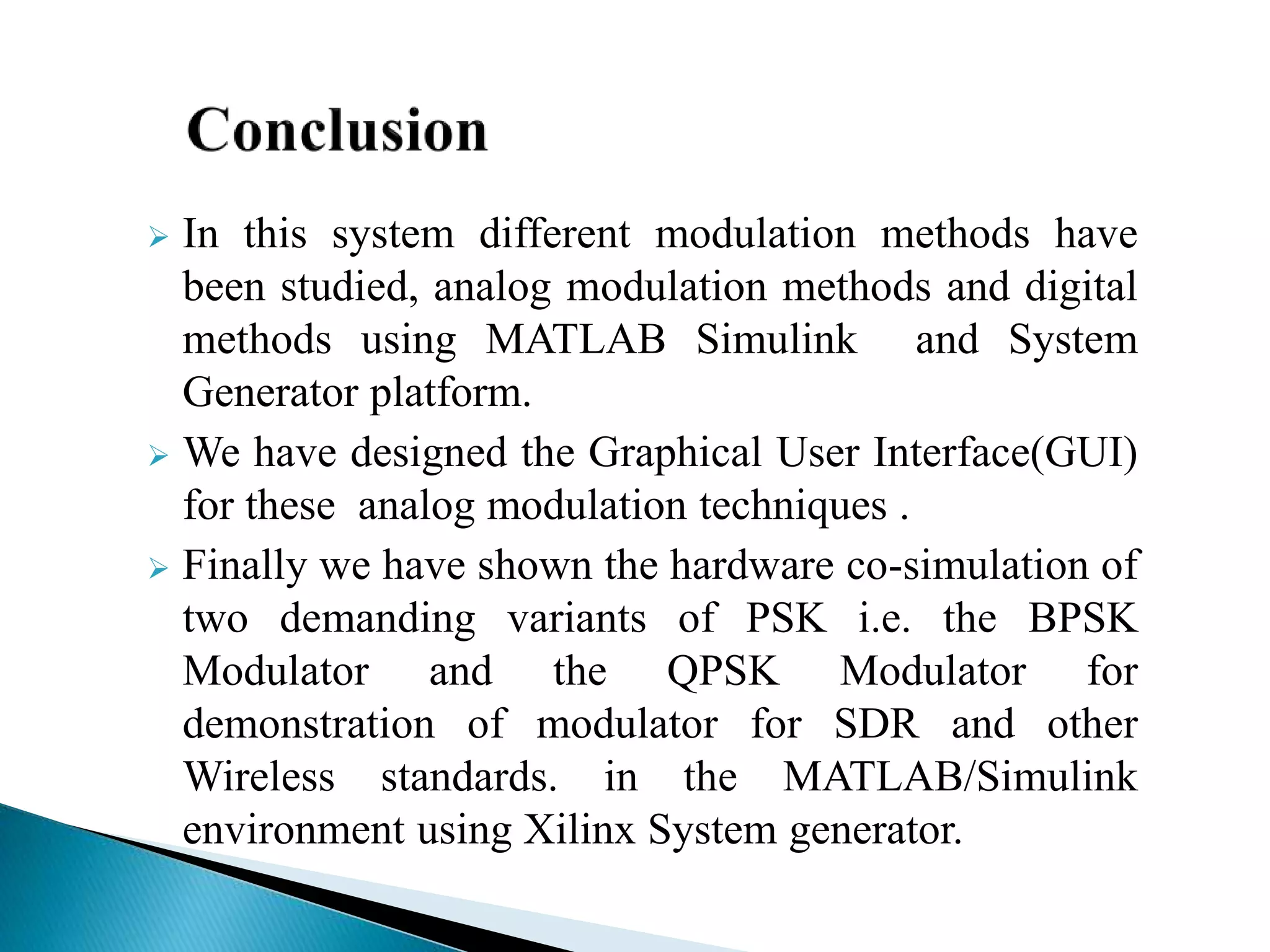 Design And Simulation Of Modulation Schemes Used For Fpga Based
