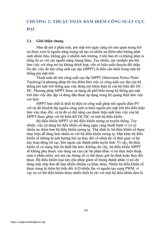 Đồ án Năng lượng mặt trời đi sâu tìm hiểu thuật toán P&O bám điểm công suất cực đại cho pin mặt ...