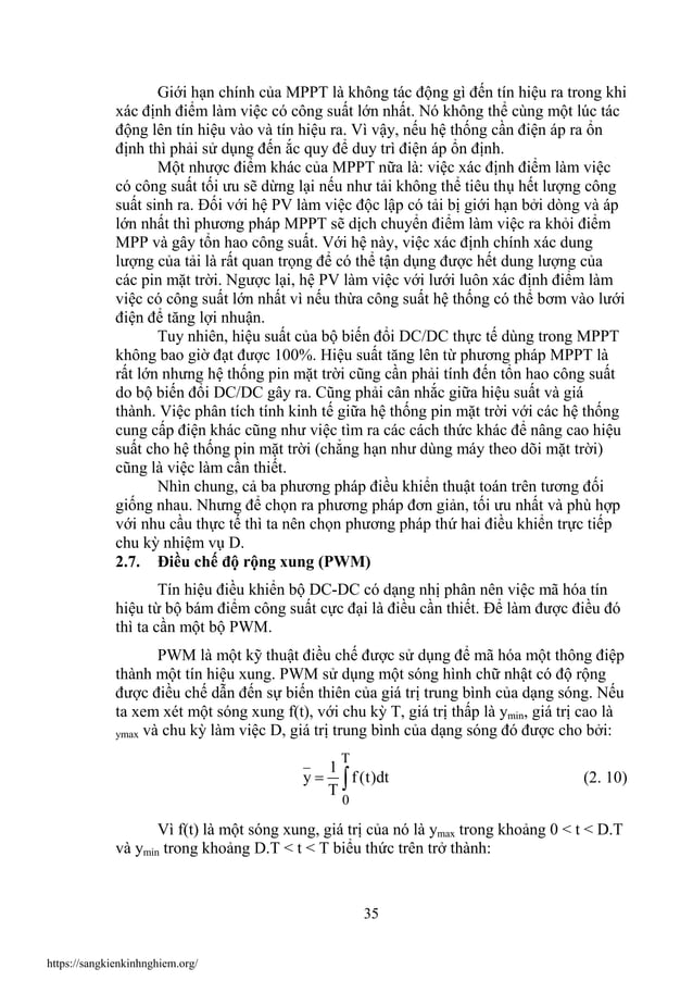 Đồ án Năng lượng mặt trời đi sâu tìm hiểu thuật toán P&O bám điểm công suất cực đại cho pin mặt ...