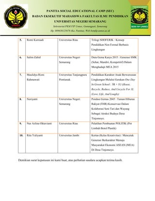 10 Finalis SEC BEM FIP Unnes 2015 | PDF