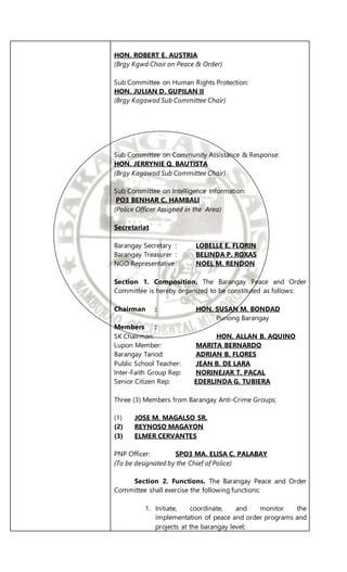 BRGY. 6 RESOLUTION NO. 30 Series of 2019 BARANGAY PEACE AND ORDER ...