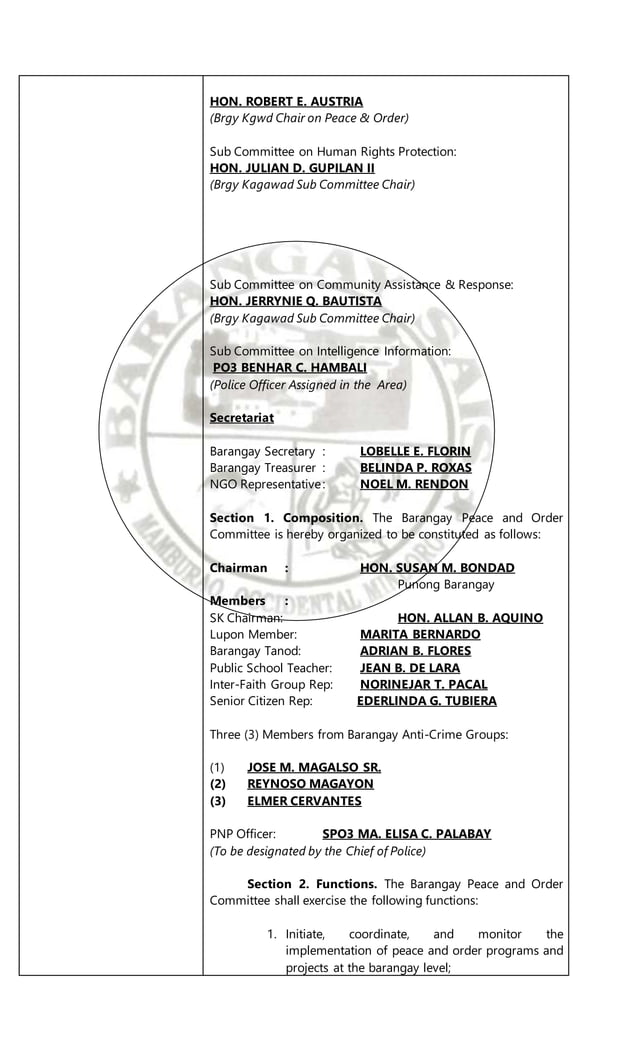 BRGY. 6 RESOLUTION NO. 30 Series of 2019 BARANGAY PEACE AND ORDER ...