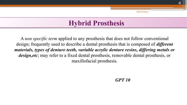 Hybrid Prosthesis...................pptx | Dental Health | Diseases and ...