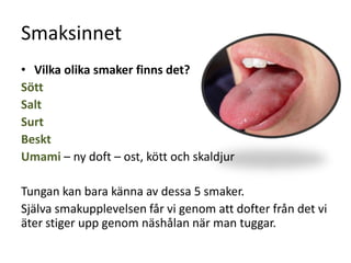Sinnena: Smak, lukt och känsel | PPTX