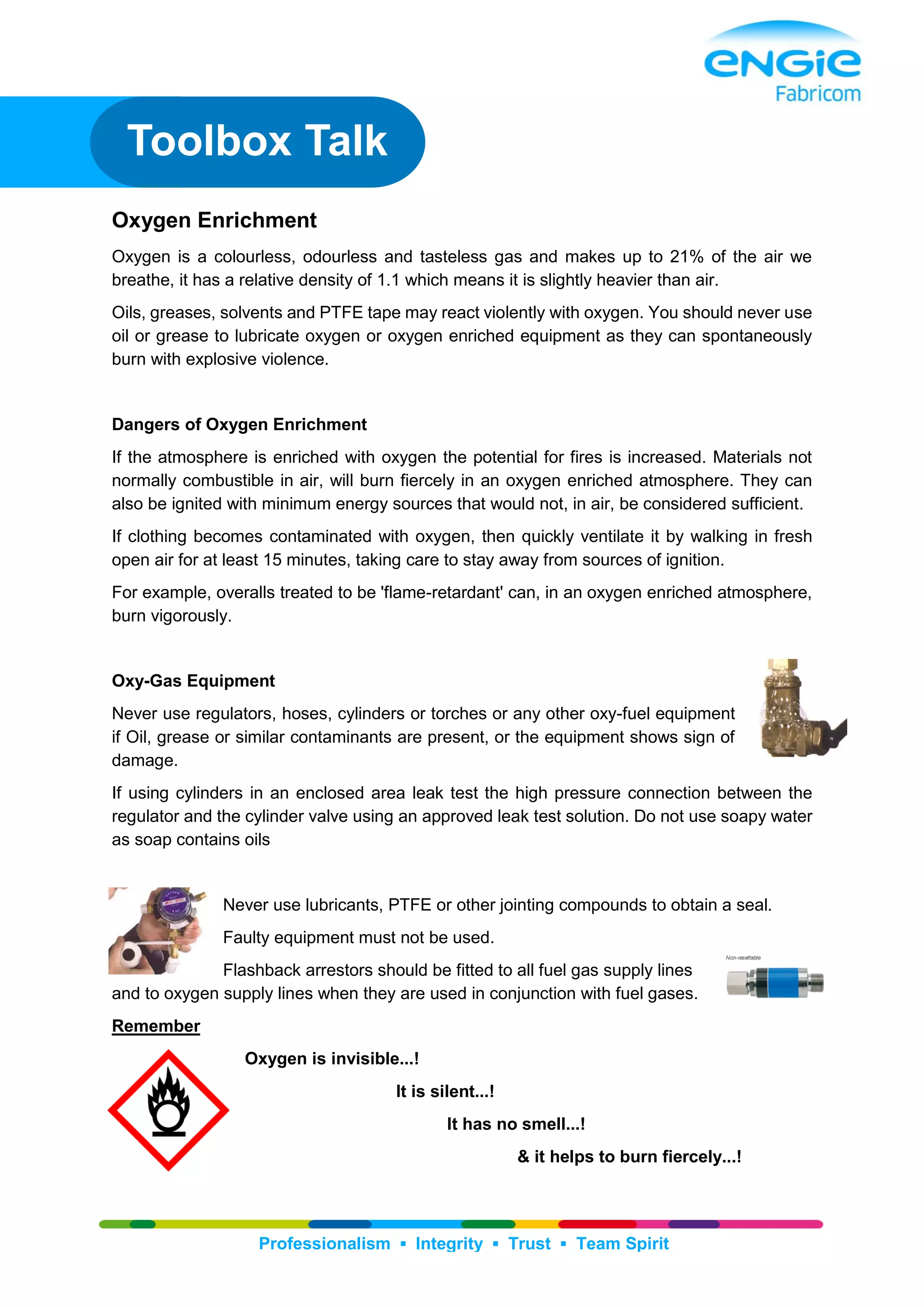 TOOLBOX TALK | Oxygen Enrichment | PDF
