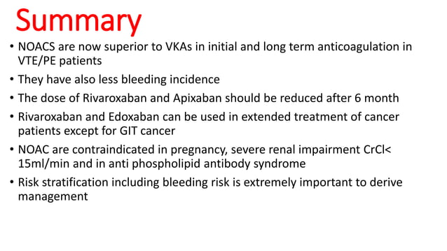Noac in pulmonary embolism | PPT