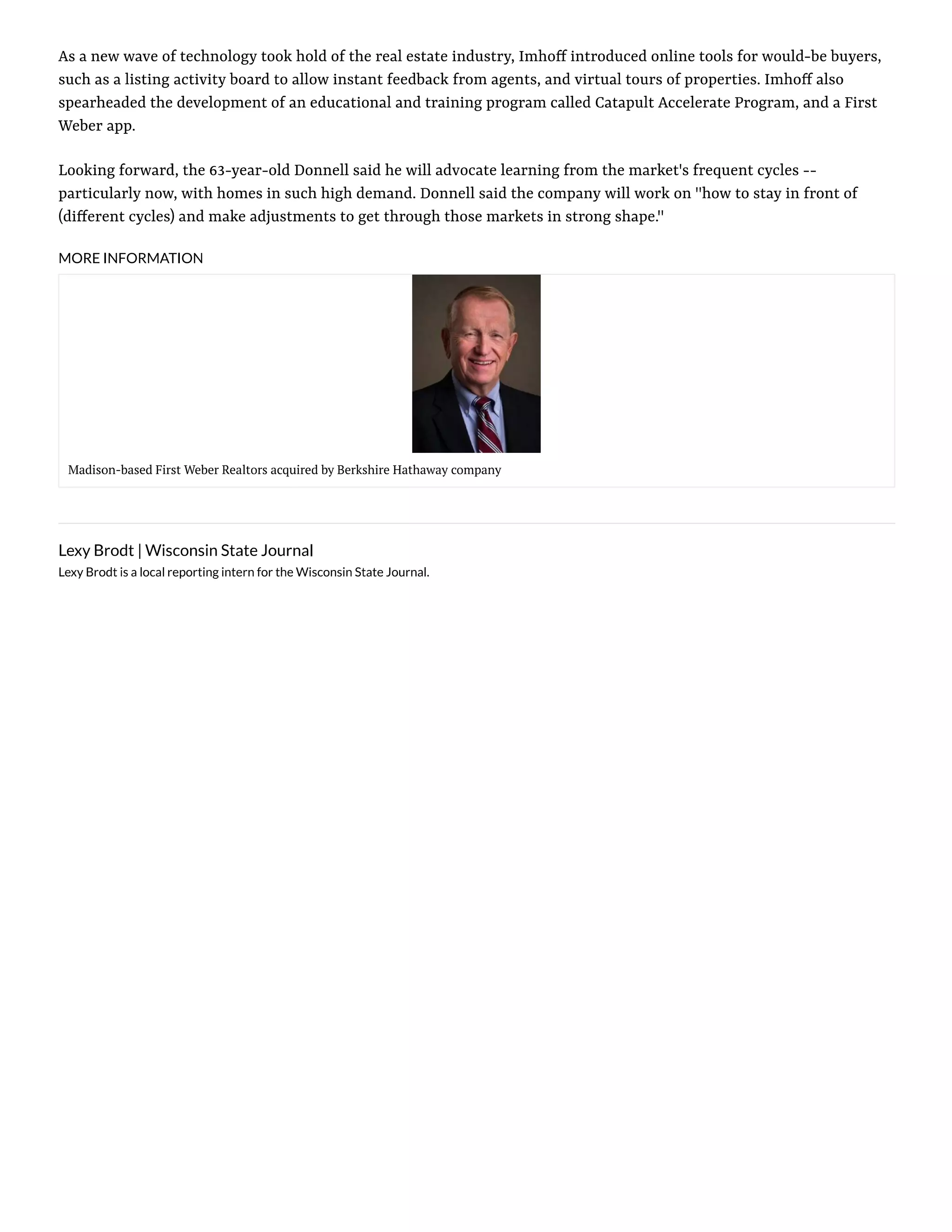 Madison real estate "pioneer' Jim Imhoff to step down after 40 years at ...