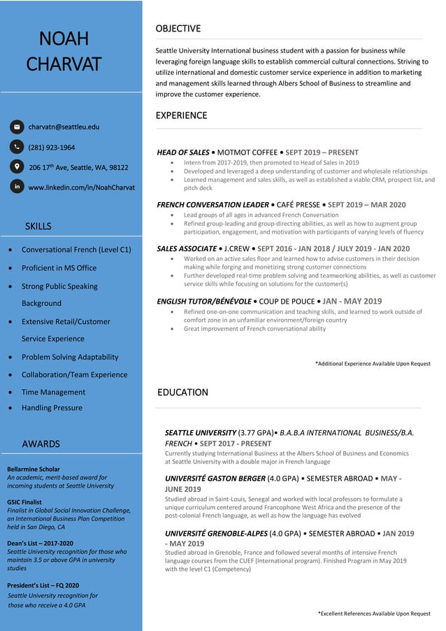 Noah Charvat Resume | PDF | Business | Business and Finance