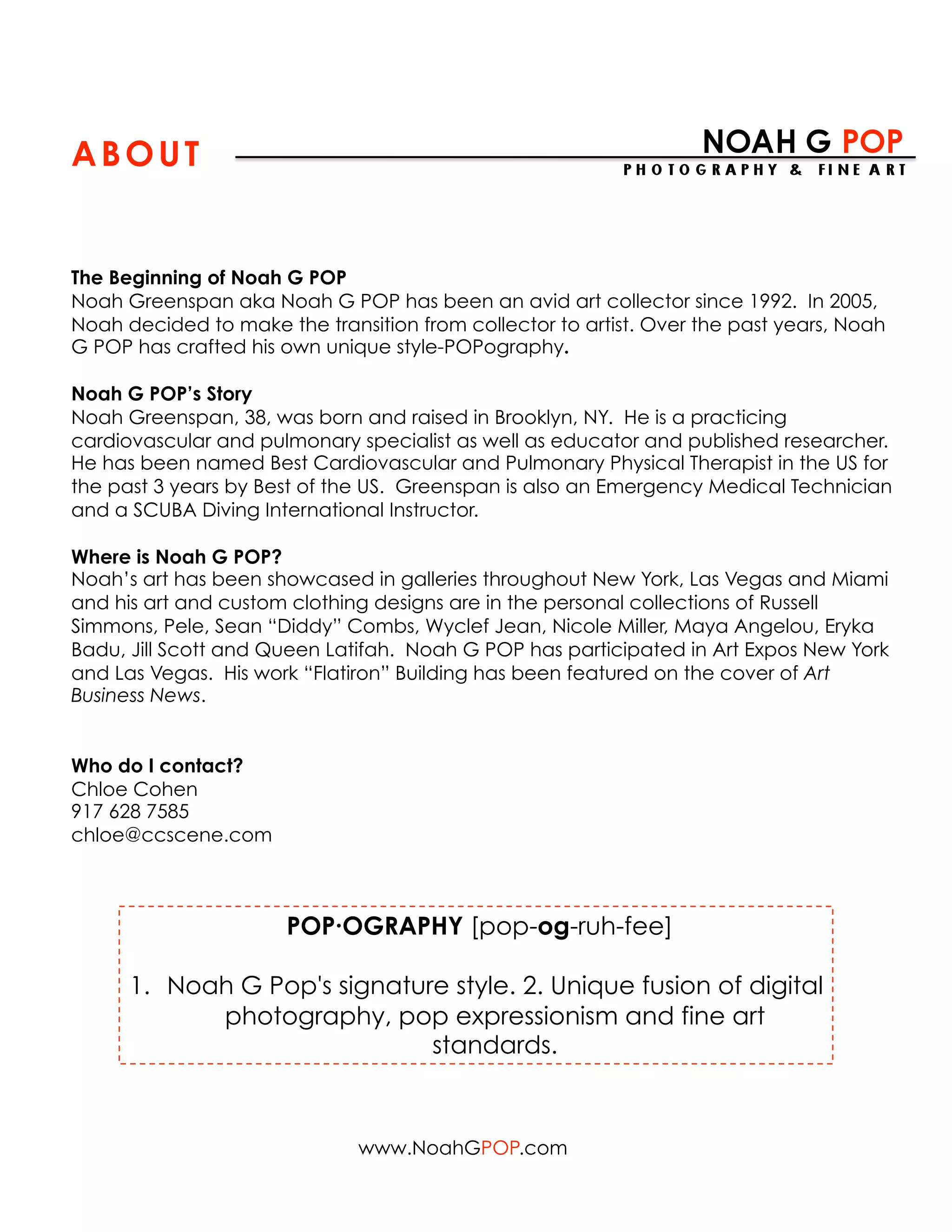 Noah G Pop 2009 Press Kit | PDF