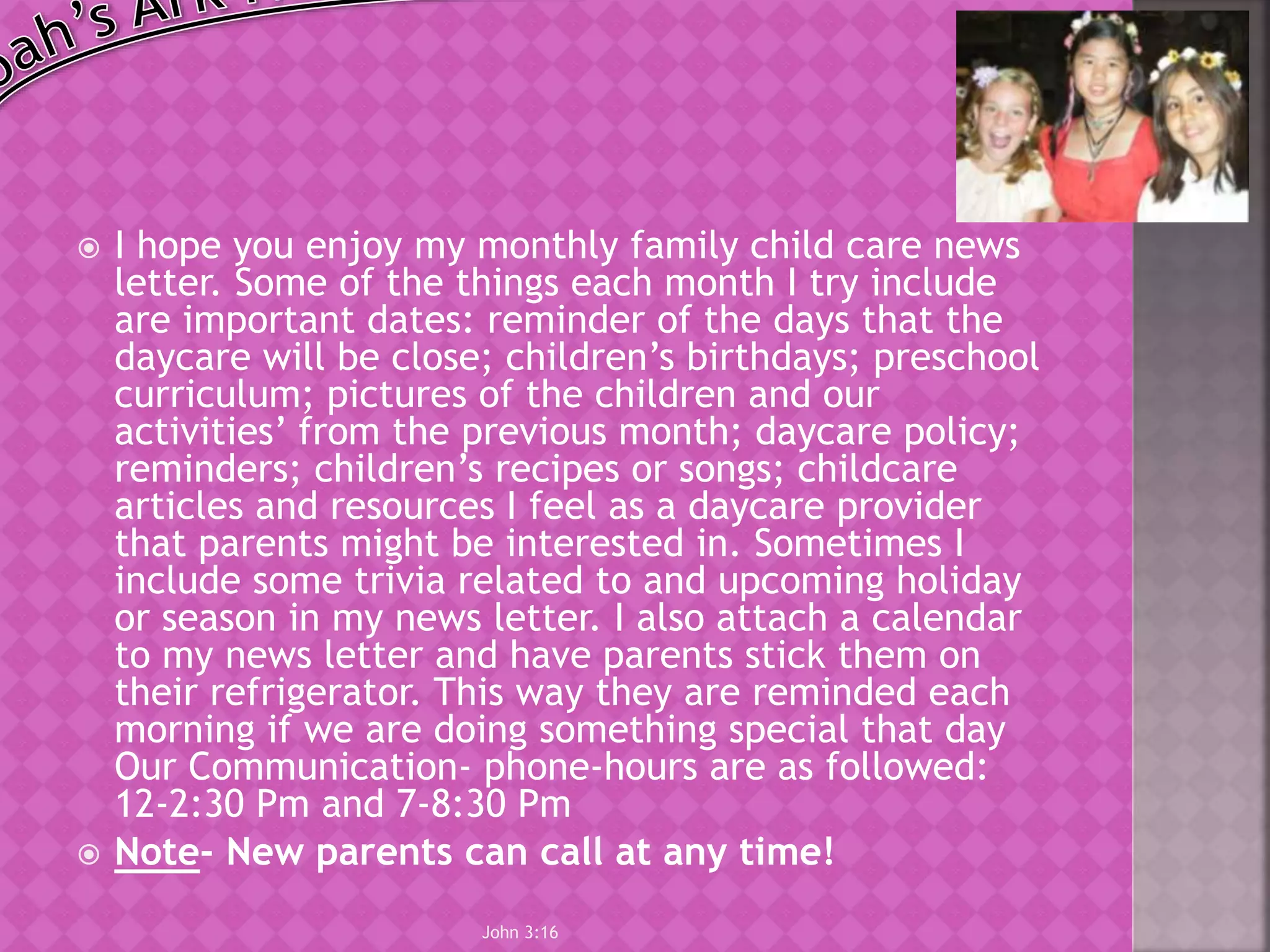 Noah’s ark quality child care slide show! | PPT