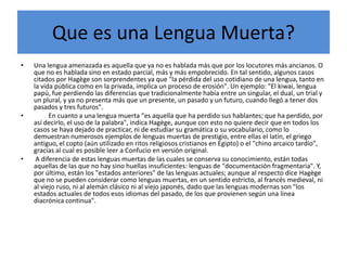 No a la muerte de las lenguas | PPTX