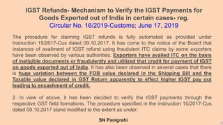 #No Automatic Refund of IGST for Exporters# By SN Panigrahi | PPT